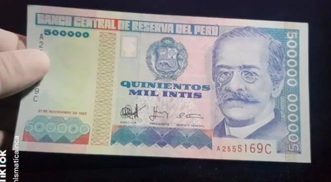 ¿Tu abuelito te dejó un billete de 500 mil Intis? No lo botes, vale ...